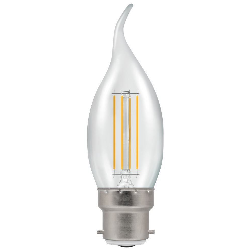 Crompton Led Bent Tip Candle Filament Dimmable Clear 5w 2700k Bc B22d